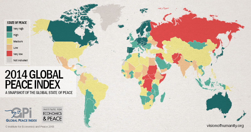 India RANKS 143 OF 162 IN 2014 GLOBAL PEACE INDEX - Core Sector Communique